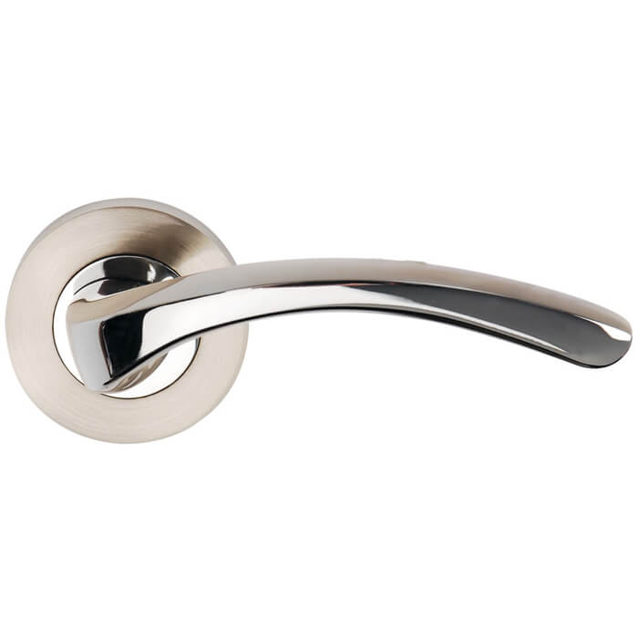 Dale Arc Lever On Round Rose Door Handle Polished Chrome/Satin Nickel